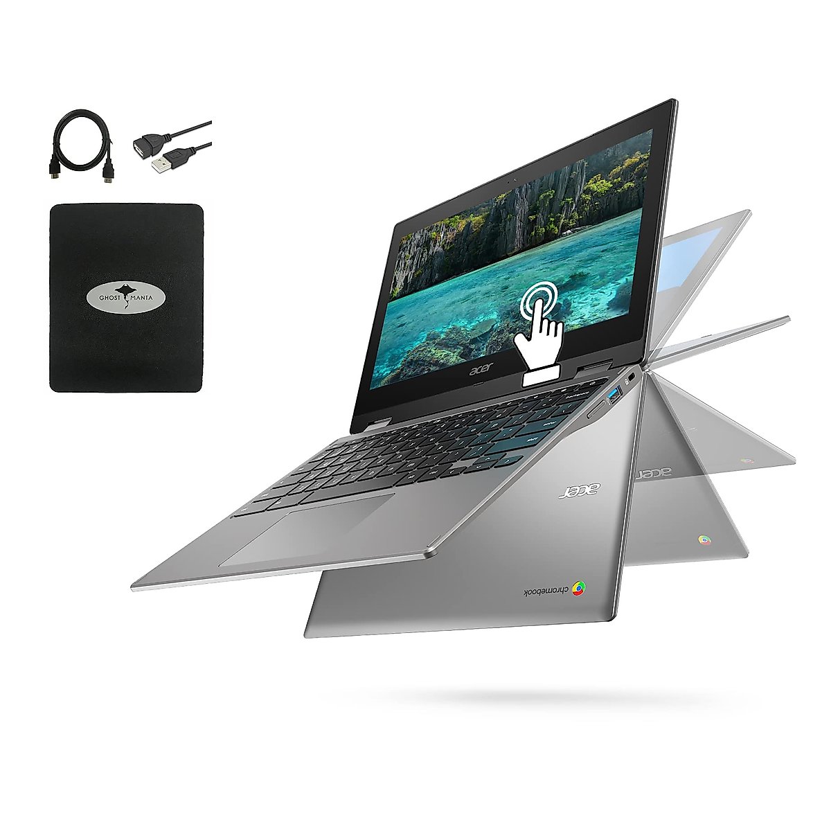 acer Newest Chromebook Spin 311 Convertible Laptop, MediaTek MT8183C 8-Core Processor, 11.6" HD Touchscreen, 4GB LPDDR4X, 32GB eMMC, WiFi 5, Bluetooth, Chrome OS, w/Ghost Manta Accessories