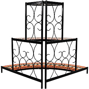 Sunnydaze Large 3-Tier Mosaic Plant Stand - Indoor or Outdoor Metal Corner Flower Pot Shelf - 40" H