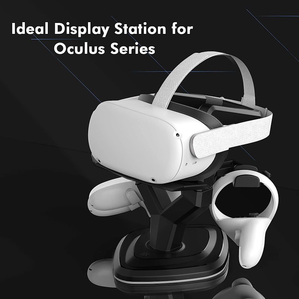AMVR VR Stand Accessories Compatible with Meta Quest 2,Quest,Rift or Rift S VR Headset and Touch Controllers,with More Stable and Heavy Base (Black)