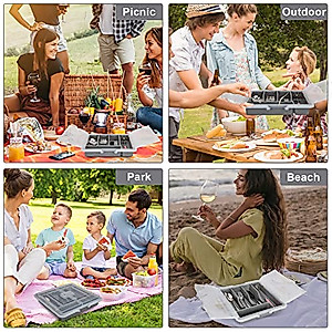 YICOCHI Portable Utensil Holder for Countertop with Lid & Handle, Plastic Silverware Tray for Drawer Flatware Organizer, Gray