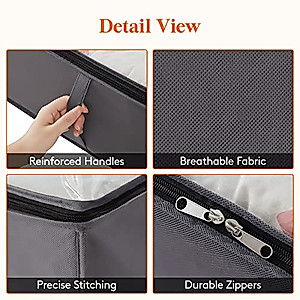 Lifewit 90L 4 Pack Under Bed Storage Containers, Large Capacity Blanket Storage Bags with Reinforced Handle, Organization and Storage for Comforters, Sheets, Clothes, Bedroom, College Dorm, Grey