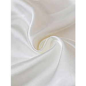 SOLY HUX Women's Sexy Silk Satin Ruffled Pajamas Sets Cami Shorts Sets Sleepwear Solid White M