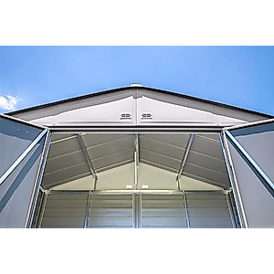 Arrow Select 8' x 6' Outdoor Lockable Steel Storage Shed Building, Flute Grey