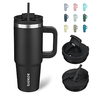 BJPKPK 30oz Stainless Steel Insulated Tumbler With Handle And Lid Straw Travel Coffee Mug Thermal Cup,Black