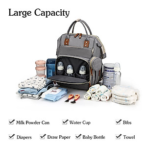 PORRASSO Baby Diaper Backpack Changing Bag Mummy Nappy Daypack with USB Changing Mat Large Rucksack for Travel Shopping Camping Pink