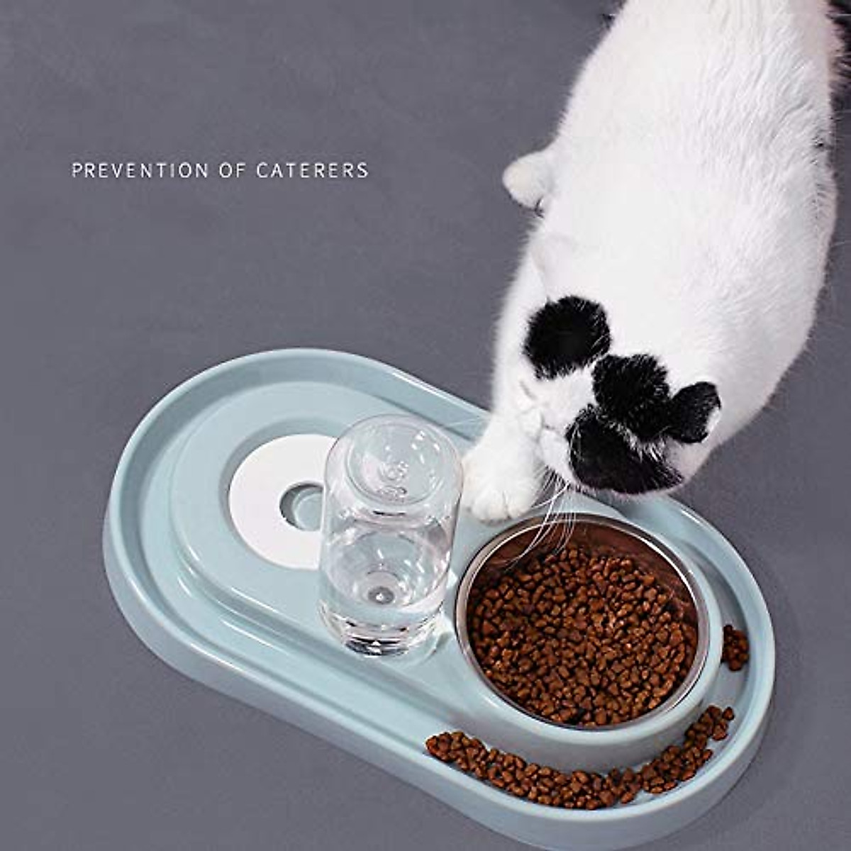 Double Dog Cat Bowls Water and Food Bowl Set，Detachable Stainless Steel Bowl Automatic Water Dispenser Bottle Pet Feeder for Small or Medium Size Dogs Cats Puppy Kitten Rabbit