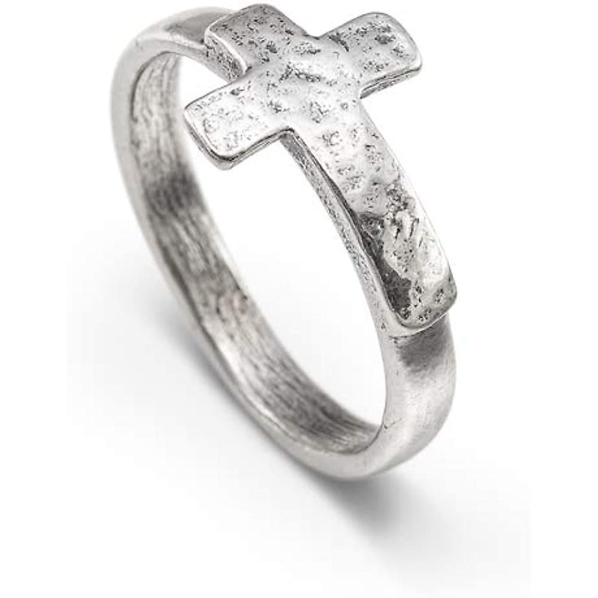 Joolala 925 Sterling Silver Simple Design Divine Cross Ring for Women (7, Silver)