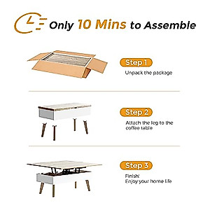 Bidiso 3 in 1 Lift Top Coffee Table, Ten Minutes Install Multifunction Coffee Table, Coffee Table Converts to Dining Table, Lift Top Dining Table Work Desk with Storage,Light Oak