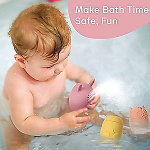 AULEGE Silicone Bath Toys, Squeezable Bathtub Toys for Toddle 6-12-18 Months+, Eco-Friendly Mold Free Bath Toys, Baby Shower Toys for Kids 1-3
