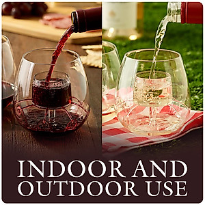 Tritan Shatterproof Aerating Wine Glasses by Chevalier Collection (Set of 2) - Made of Quality Plastic Material - Patented Wine Glass With Built In Aerator Decanter for Outdoor Use