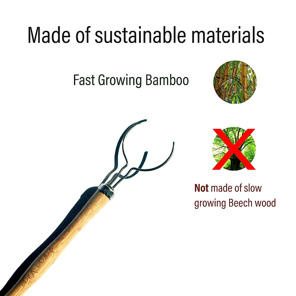 Larga Vitae Wooden Dish Brush Handles Made of Renewable, Biodegradable Bamboo, 3 Replacement Handles for Round 2 in Wide Tampico, Palm, Sisal Hemp, and Other Natural Fiber Bristle Brush Heads (Thin)