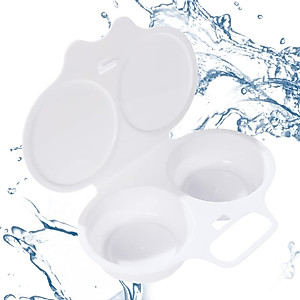 Egg Poacher, 2 Cavity Nonstick Poached Egg Maker with Lid Poached Egg Maker Microwave Eggs Round Poached Eggs Egg Maker Easy to Use Breakfast Egg Cookware EggsSteamer for Home Breakfast
