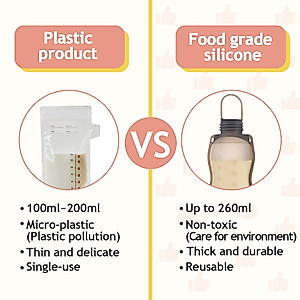 haakaa Breastmilk Storage Bags, Silicone Breast Milk Freezer Storage Bags for Breastfeeding, Breast Feeding Essential for The Pump, 1 Pack