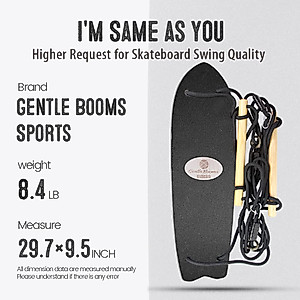 Gentle Booms Sports Skateboard Swing, 29.7×9.5 inch Large Stand Up Surf Swing with Adjustable Handle, Up to 660 Pounds Weight Capacity, Outdoor Swing for Kids