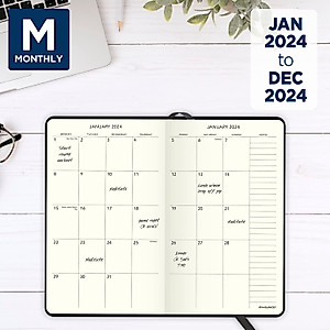 AT-A-GLANCE 2024 Weekly & Monthly Appointment Book Planner, Plan. Write. Remember. 5" x 8-1/4", Small, Casebound, Black (706D100524)