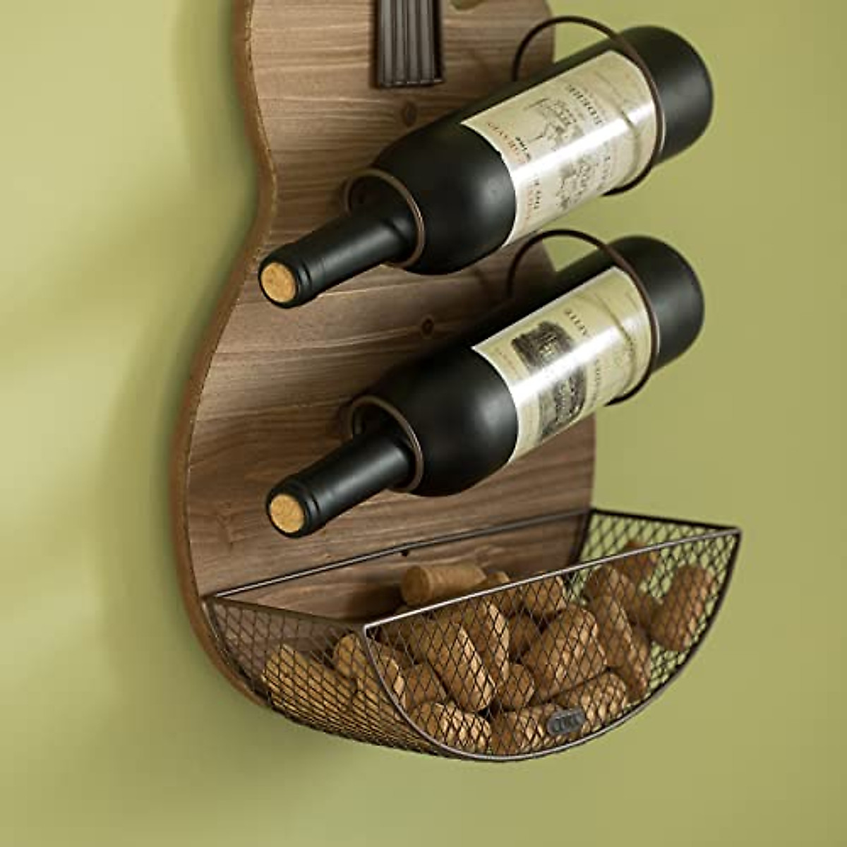 Vintiquewise Black Metal Guitar Shaped Wine Rack Holder for Living Room, Dining, or Entryway