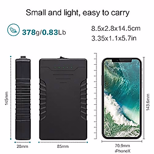 Talentcell Rechargeable 12V 6000mAh/5V 12000mAh DC Output Lithium ion Battery Pack for LED Strip and CCTV Camera, Portable Li-ion Power Bank with Charger, Black