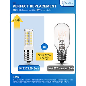 JandCase E17 LED Bulbs, Microwave Oven Light Bulbs 40 Watt Equivalent Non-Dimmable, Warm White 3000K Under Microwave Light Bulb, E17 Appliance Bulbs Replacement for Refrigerator, Stove Hood, 2 Pack