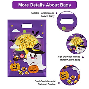 40 Pcs Happy Halloween Treat Bags with Handles-Trick or Treat Halloween Goodie Bags for Kids, Cute Ghost Pumpkin Halloween Plastic Candy Goody Gift Bags for Halloween Party Decorations Supplies Favors