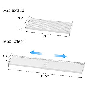 MIYUPTC Expandable Closet Shelf, Heavy Duty Tension Shelf Cabinet Organizer, Strong Adhesive Closet Divider for Kitchen Cabinet Wardrobe Cupboard, 3 Pack