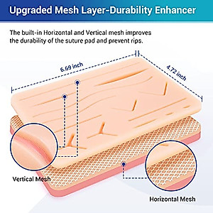 Alcedo Suture Practice Kit for Medical Students | Complete Kit (32 Pieces) Include Durable Large Suturing Pad with Pre-cut Wounds, Tools Kit, and Suture Threads | Perfect for Practice, Demonstration