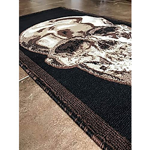 Skull Area Rug Brown & Black Carpet King Design 134 (2 Feet X 7 Feet 3 Inch)