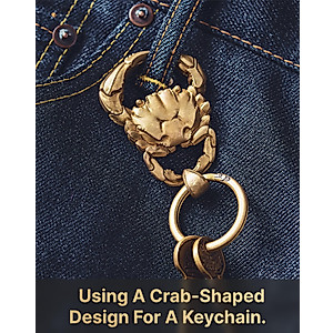 COPPERTIST.WU Crab Snap Keychain Brass Key Chain Quick Release Clip w Keyring Novelty Gifts for Men Women Car Key Decor