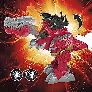 Power Rangers Battle Attackers Dino Fury T-Rex Champion Zord Electronic Action Figure Toy for Kids Ages 4 and Up with Lights and Sounds