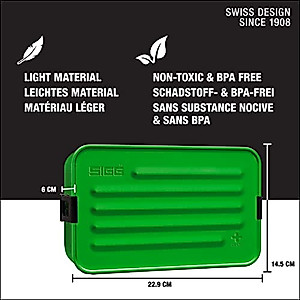 SIGG - Metal Lunch Box - With Food Separator - Dishwasher & Microwave Safe, Leakproof, BPA Free - Aluminum - Plus Green L
