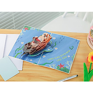 Liif Otter Mothers Day Card, 3D Pop Up 1st Mothers Day Card, First Mother Birthday Card for Mom, Otter Card