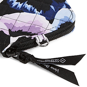 Vera Bradley Women's Cotton Bifold Wallet With RFID Protection, Plum Pansies - Recycled Cotton, One Size