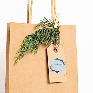 easykart labels 600 Business Thank You Stickers in roll, 1.5" Round Size| Pastel Blue Flower Bunch Design with Gold Foil | Highly Recommended for Small Business Owners.