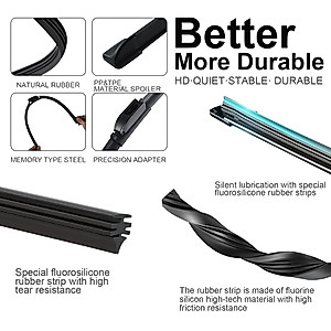alpmosn 26/ + 16/ Quality Wiper Blades (Set of 2), Automotive Replacement Windshield Wiper Blades Premium Durable Stable, Easy Install & Superior Road Visibility Car Accessories