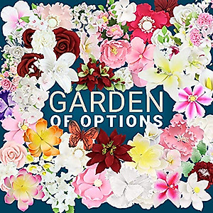 O'Creme Gumpaste Flower Spray, Pink Peony - Edible Flowers for Cake Decorating - Sugar Paste Flower Decorations for Cakes, Candy, Cupcake Toppers - Birthday Party, Wedding, Valentines Day, Baby Shower