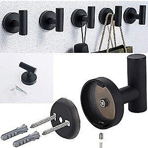 Flybath Coat Hook SUS 304 Stainless Steel Bathroom Towel Robe Hook Shower Kitchen Hanging Hooks Wall Mounted, Matte Black - 2 Pack
