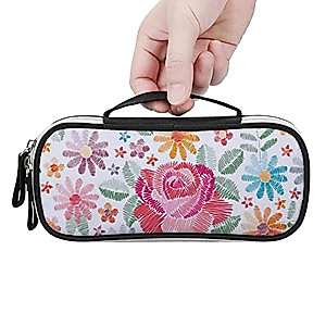 Vintage Flowers PU Leather Pencil Pen Case Organizer Travel Makeup Handbag Portable Stationery Bag
