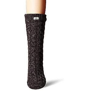 UGG Women's Laila Bow Fleece Lined Sock, Charcoal/Silver, O/S