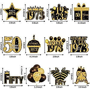 50th Birthday Decorations for Women and Men,50PCS Birthday Decorations Black Gold Party Supplies Hanging Swirls for Men Women, 50 Years Old Birthday Ceiling Hanging Decor with 10 Balloon (50th)