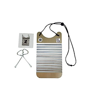 Washboard Zydeco Frottoir Scrubboard Percussion Miniature 6 inches wide by 11 inches long Instrument Handmade Louisiana "Gator" Tee Don Board Key of Z Rubboards (Not Real Gator Skin)