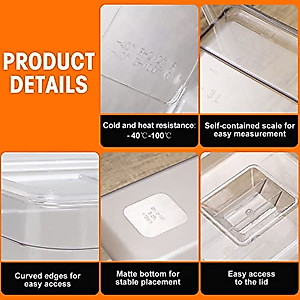 Fumete 8 Sets Clear 1/3 size, 6 Inch Deep Food Pan Polycarbonate Square Food Storage Containers with Lids for Kitchen Restaurant Food Prep, Clear, 5.6qt