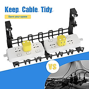 BIWIST Under Desk Cable Management Tray, Metal No Drill Under Desk Cord Management with Clamp, Wire Organizer Under Desk, Under Table Cable Management Rack, Fits Most Desk.
