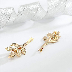 Olbye Leaf Hair Clip Dainty Gold Metal Barrette Hair Pin Bridal Hair Accessories Hair Holder for Women 2 Pcs
