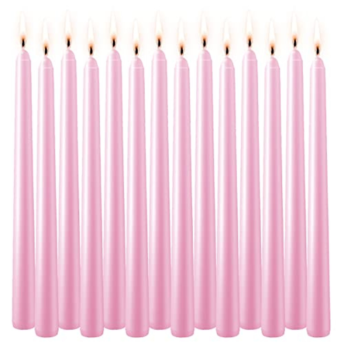 Pink 10-inch Cone Candles, Each Set of 14 odorless and drip-Free candlesticks -8 Hours Long Burning, Suitable for Home Decoration, Weddings, Parties