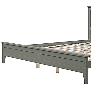YUNLife&Home Modern King Size Platform Bed with Headboard and Footboard,Solid Wood Bed Frame with Center Support Legs for Kids Teens Adults,No Box Spring Needed