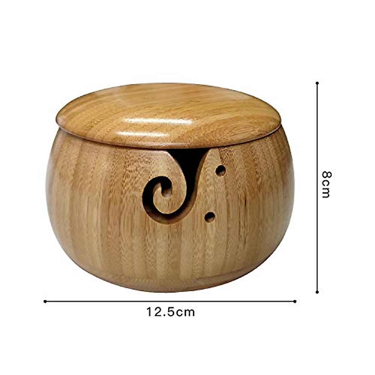 levylisa Wood Yarn Bowl Crochet Bowl Wood Knitting Bowl Yarn Holder Large Yarn Bowl Wooden Yarn Bowl with Removable Lid for Knitting (6"*3.7")