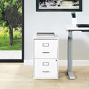 OSP Home Furnishings 2 Drawer Locking Metal File Cabinet, White