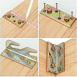 8 Sets Bed Rail Brackets Heavy Duty Bed Frame Hardware No-Mortise Bed Rail Fittings Wooden Bed Frame Connectors for Headboards, Footboards (Screws Included)