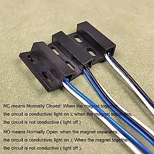Gebildet 3 Sets NO/NC Black Magnetic Switch Wiring Recessed Door Sensor Hidden Window Contact Reed Switch for Access Control Replace Alarm System