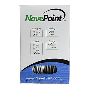 NavePoint CAT6 Ethernet Cable - CCA Bulk CAT6 Cable 500ft Ethernet Cable, 550MHz, 23AWG 4 Pair, Unshielded Twisted Pair (UTP), Solid White