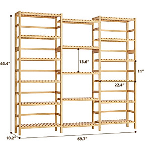 FOTOSOK Triple Wide 6-Tier Bookshelf and Bookcase,Large Freestanding Book Shelf with 17 Open Display Shelves, Tall Bookshelf Plant Flower Shelf Rack Storage Organizer Unit for Living Room, Natural
